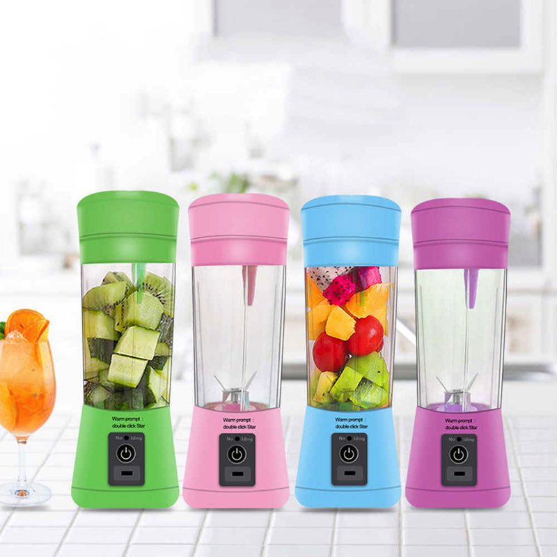 Mini Licuadora Portátil Recargable Usb Juice Blender 380 ml Rosa