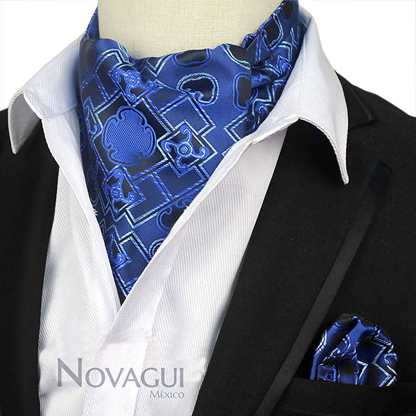 Corbata Ascot (tipo Gazné) con Pañuelo UNISEX Modelo ESCD-AAzN