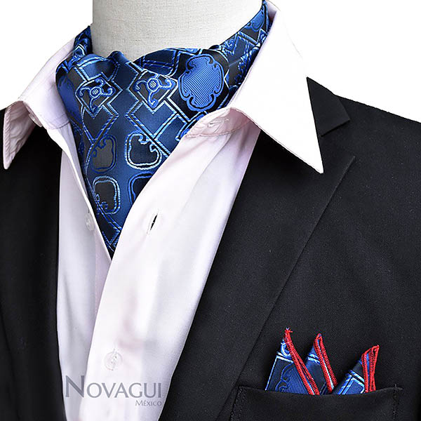 Corbata Ascot (tipo Gazné) con Pañuelo UNISEX Modelo ESCD-AAzN