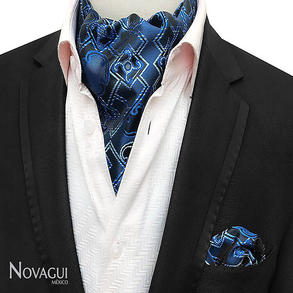 Corbata Ascot (tipo Gazné) con Pañuelo UNISEX Modelo ESCD-AAzN