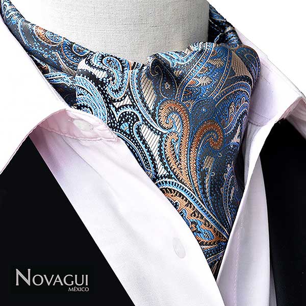 Corbata Ascot (tipo Gazné) con Pañuelo UNISEX Modelo FLRL-gADCNa