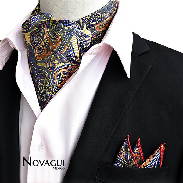 Corbata Ascot (tipo Gazné) con Pañuelo UNISEX Modelo FLRL-gMDNaA