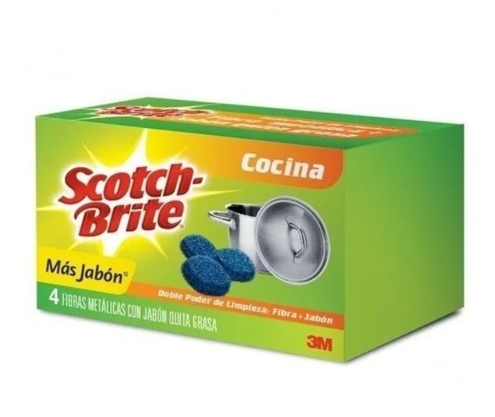 fibra 3m scotch brite mas jabon 4pz