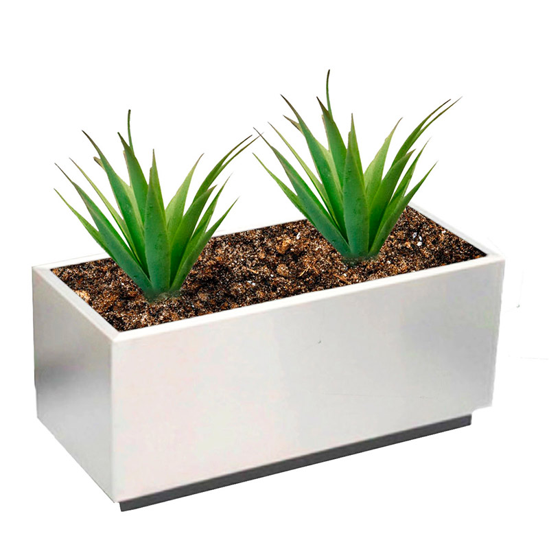 MACETA RECTANGULAR GRANDE DE ACERO INOXIDABLE CON RUEDAS