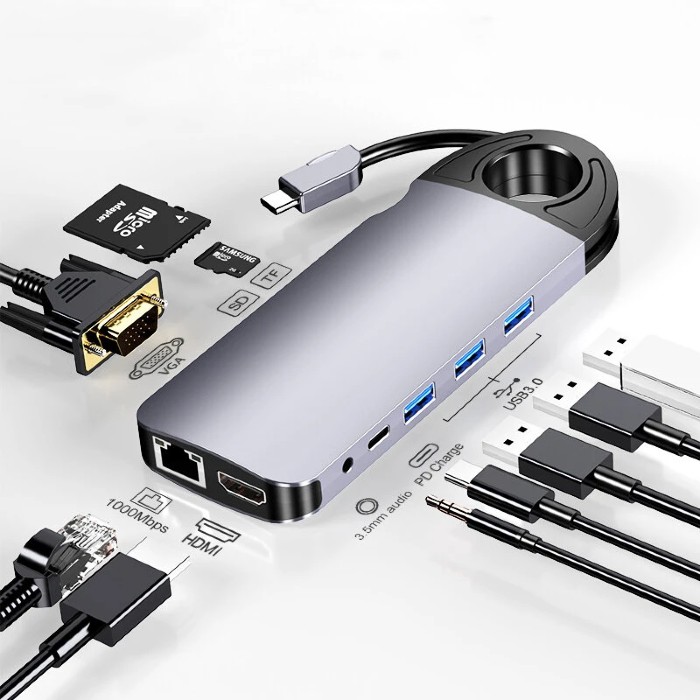 Hub Para Usb C 10 En 1 Tipo C Multipuerto Adaptador Premium
