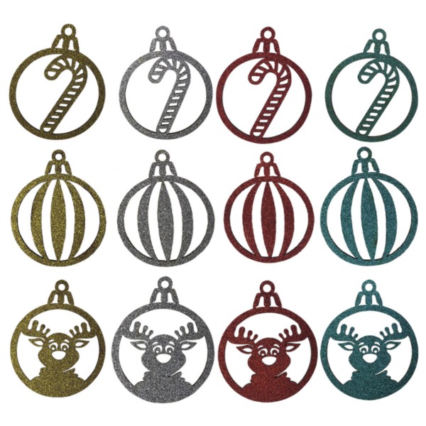 12 esferas Navideñas Mdf Diferentes Estilos Colores Para Arbol o ...