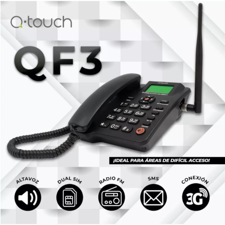 TELEFONO FIJO CHIP GSM RED 3G QTOUCH QF3