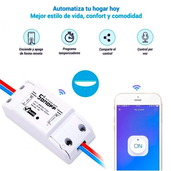 Interruptor Sonoff Basic Wifi Casa Inteligente 1 Canal Controla de Forma Remota