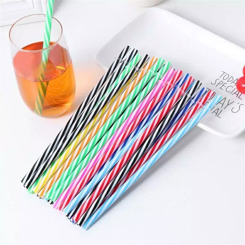 12pz Popotes Reutilizables Rojos de Plastico Duro