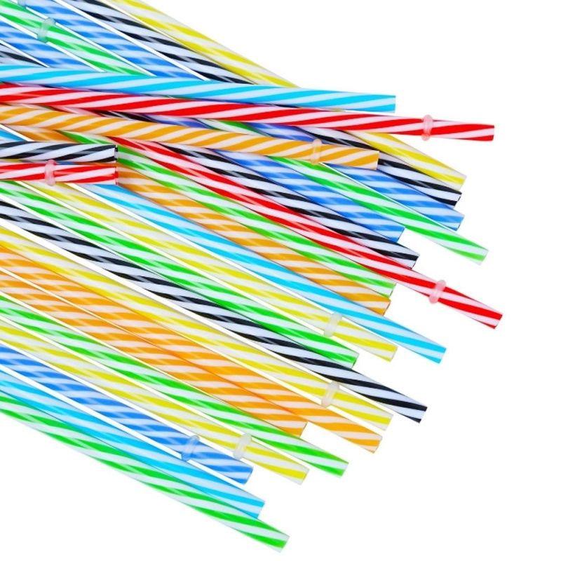 12pz Popotes Reutilizables Rojos de Plastico Duro