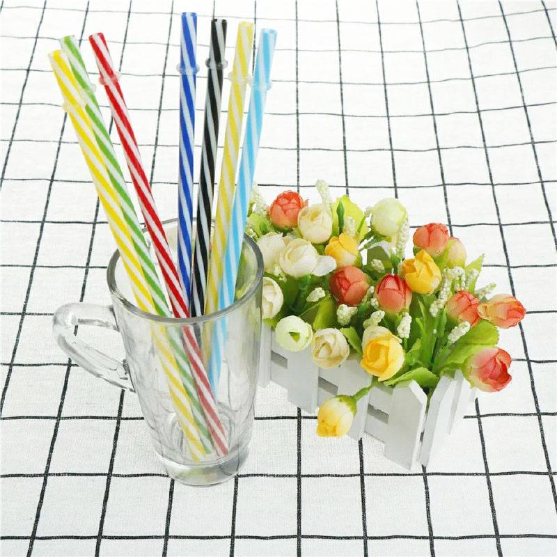 12pz Popotes Reutilizables Verdes de Plastico Duro