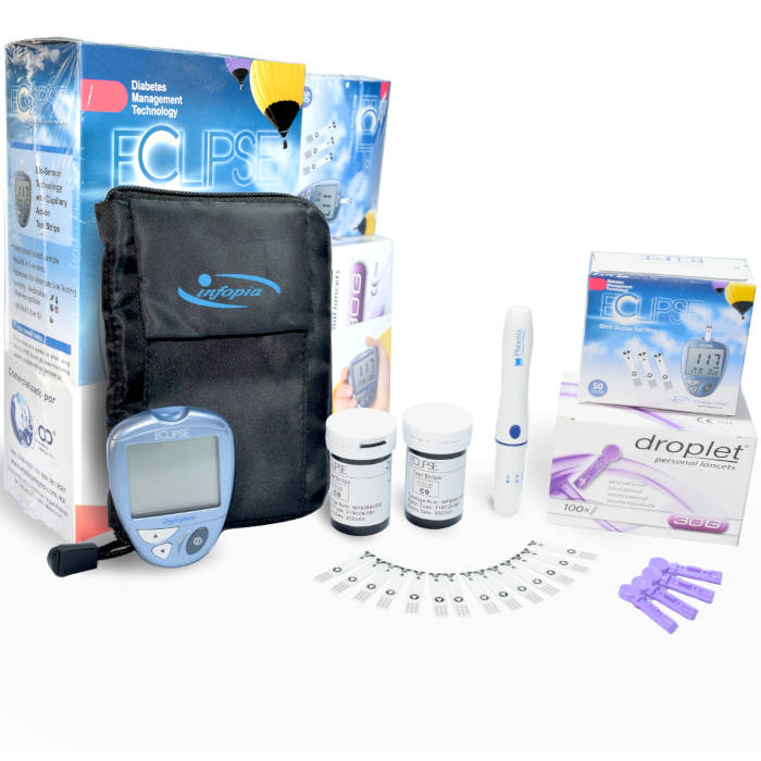 Kit de Glucómetro Eclipse/Glucolab - Con Glucómetro, 50 tiras reactivas ...