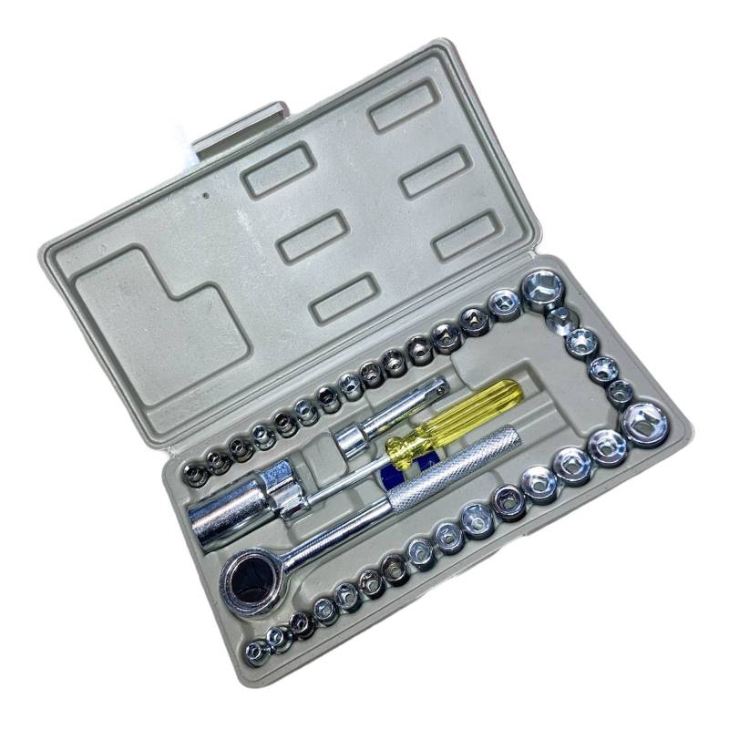 Juego De Dados Matraca Universal Caja Herramienta Set 40 Pcs