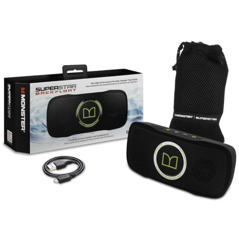 Bocina Monster Superstar Backfloat Impermeable Bluetooth Verde Neon