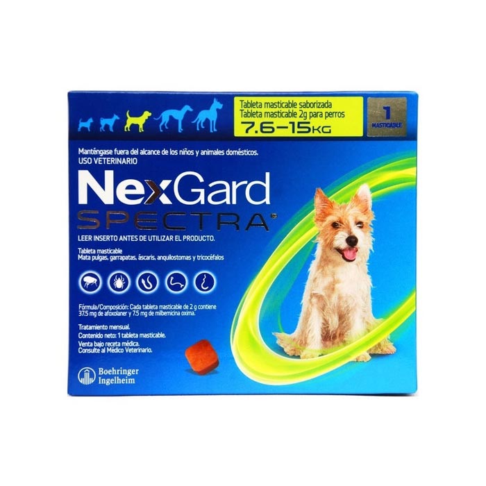 Nex Gard (7,6 - 15 Kg) 1 Tabletas Mascable, Mata Pulgas garrapatas ...