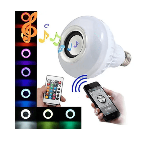 Foco Led Multicolor Bocina Bluetooth Control Remoto
