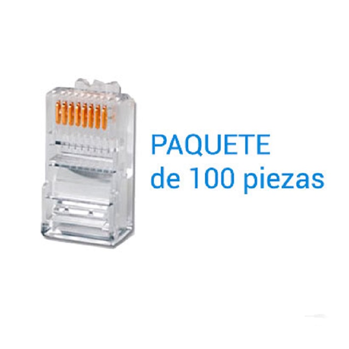 PAQUETE 100 CONECTOR RJ45 PARA CABLE UTP CAT5E