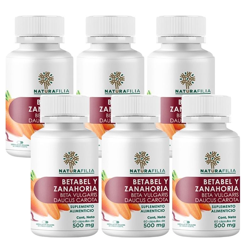 Betabel/Zanahoria Pack, 6 envases de 60 Cápsulas 500mg - Naturafilia ...