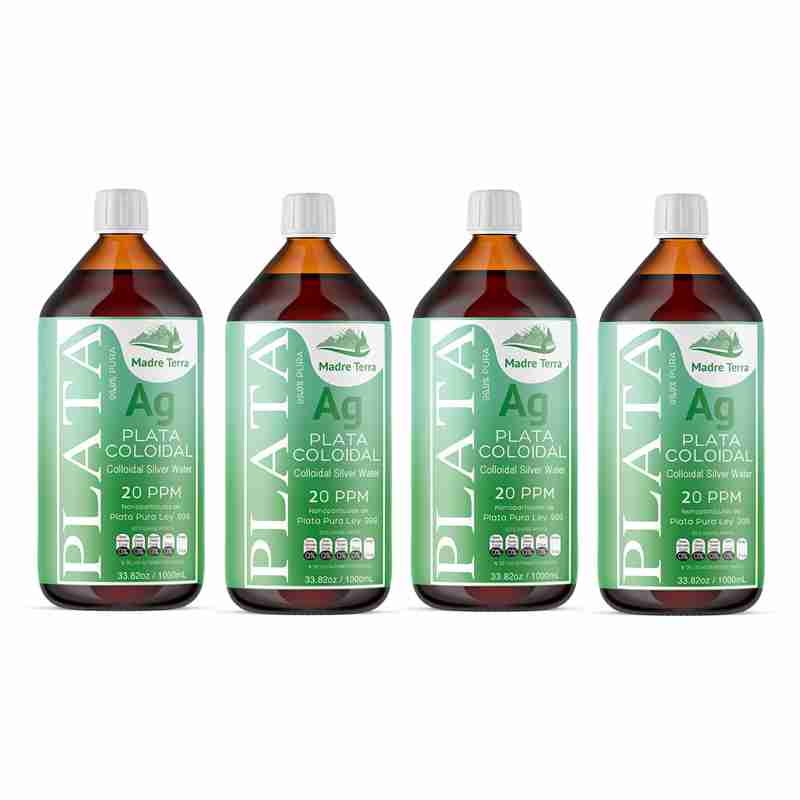 Plata Coloidal Colloidal Silver 20 Ppm Paquete Con 4 Litros
