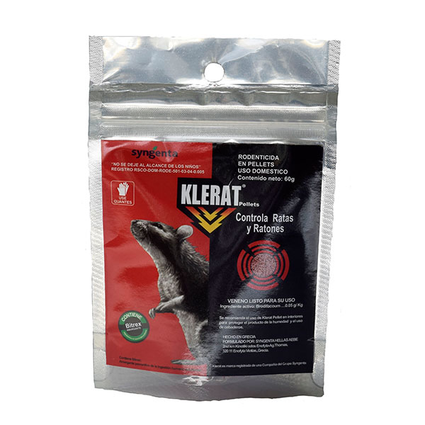 Rodenticida para Ratas: Klerat Pellets 60g.