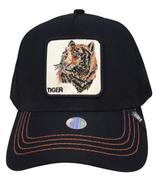 GORRA ANIMAL TIGRE TRUCKER NEGRA LISA