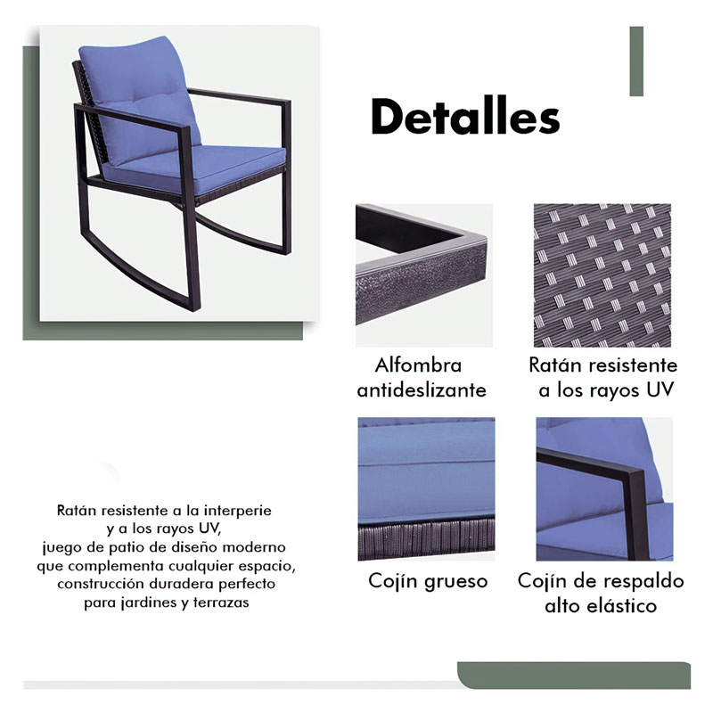 Juego de Mebles 3 Piezas, 2 sillas mesedoras y Mesa de Centro para ...