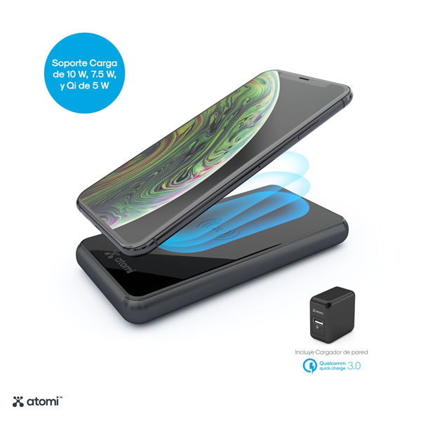 Banco de Batería Inalámbrico 10,000 mAh Atomi AT1413 CST