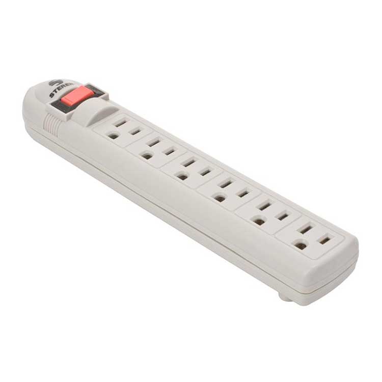 Tira Multicontactos 6 Salidas Verticales Switch Reset Steren