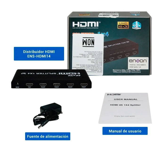 Distribuidor Hdmi 1 Entrada - 4 Salidas Ens-hdmi14 Enson