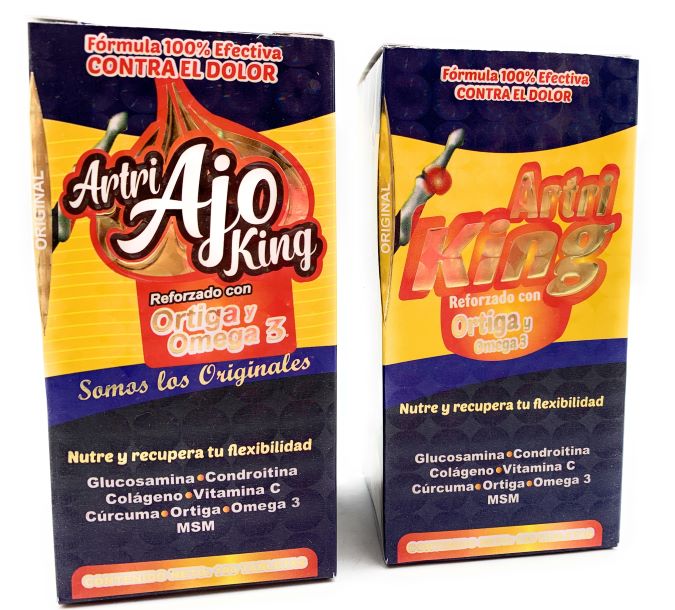 Kit 1Artri King + 1 Artri Ajo King 100% Original Sin Sabor 200 Cáspulas.