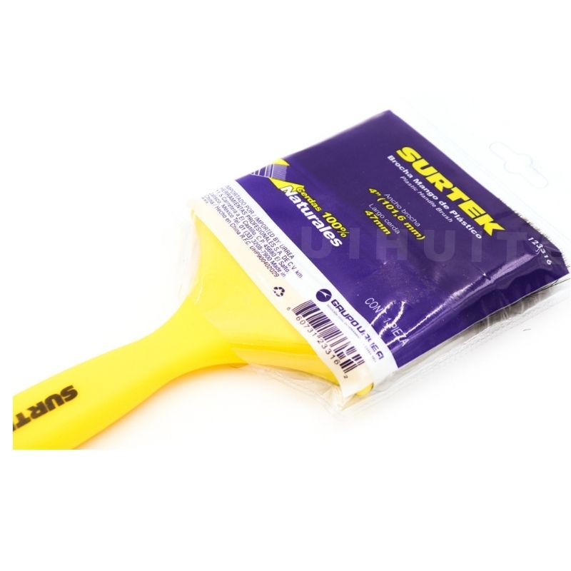 Brocha Pintar Paredes 4`` Mango Plastico Cerda Natural Surtek