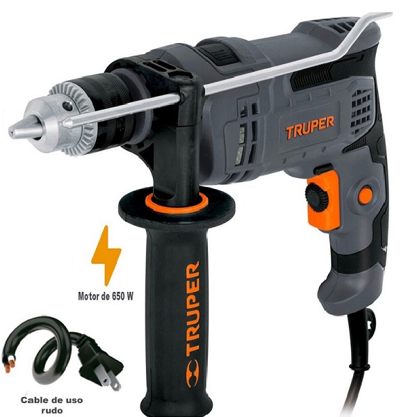 ROTOMARTILLO INDUSTRIAL 1/2", 650 W USO RUDO CONTINUO TRUPER TALADRO