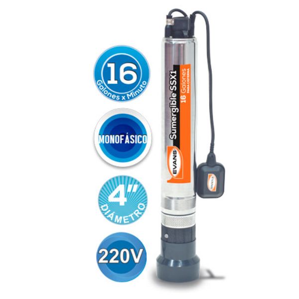 Bomba Sumergible Cisterna Evans 1hp 220 Inox Con Flotador