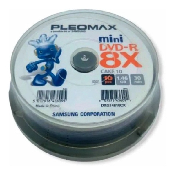 MINI DVD-R MARCA PLEOMAX BY SAMSUNG 10 PIEZAS