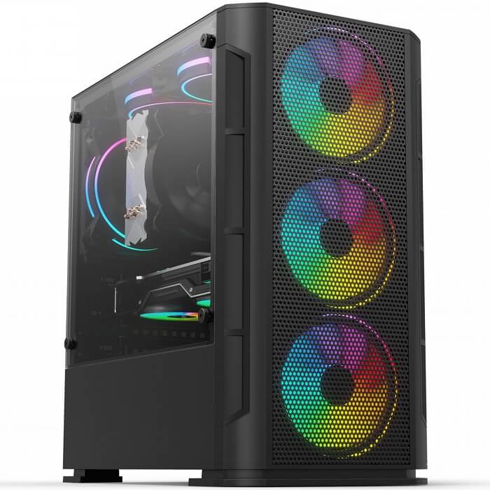 Gabinete YeYian HAIZEN 2500 3 Ventiladores LED RGB Vidrio Templado ...