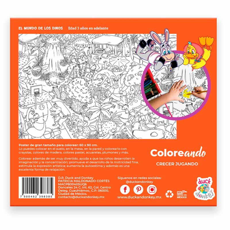 Póster para colorear, El mundo de los Dinos