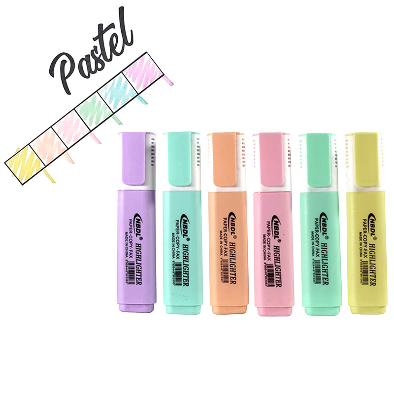 Marcatextos Nbdl Color Pastel C/6 Piezas Escolar Oficina Colores Pasteles