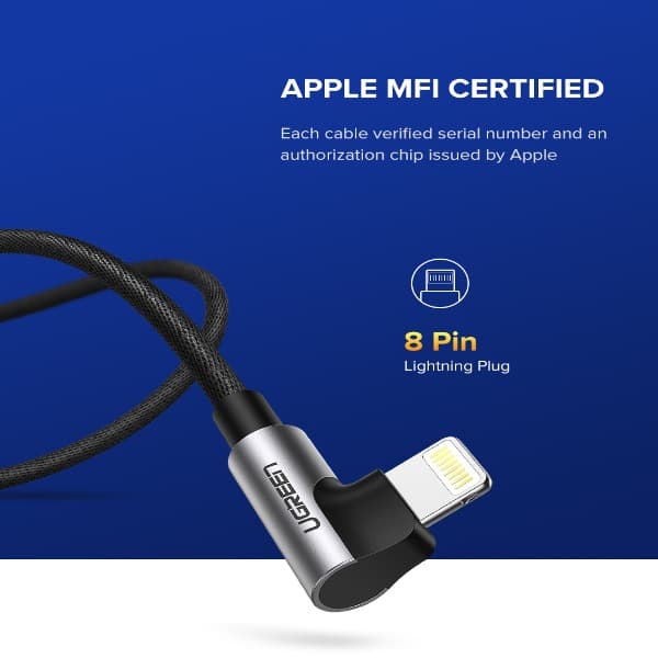 Cable 90 grados USB a Lightning 2 metros Ugreen