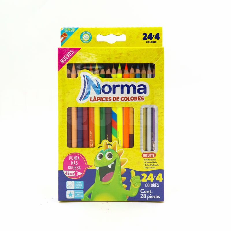 Lapices De Colores Norma Redondos 24+4 Regalo