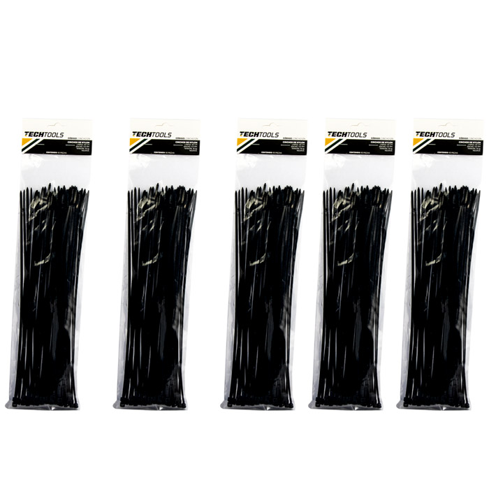 Paquete de Cinchos de Nylon Negros de 38 cm (Incluye 5 Bolsas de 25 ...