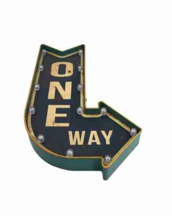Letrero One Way Flecha Iluminación Retro LED