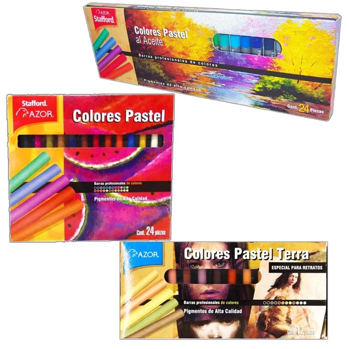 Gises Colores Pastel Seco 24 + 12 Tierra + 24 Al Aceite Stafford