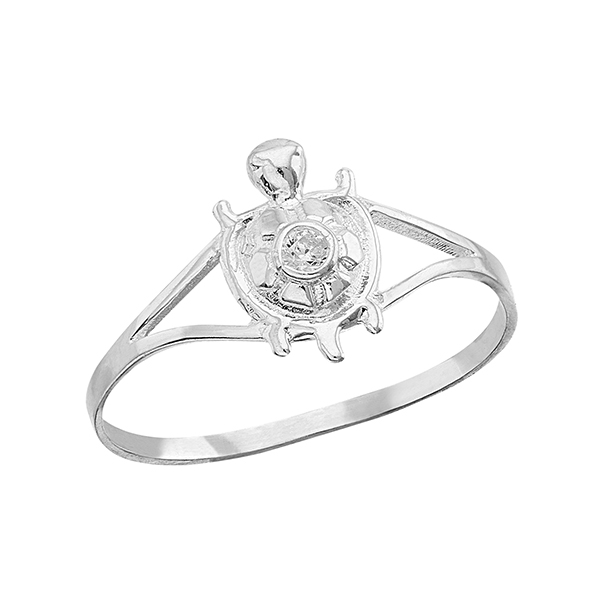 Anillo Mini Tortuguita con Circonia de Plata .925 + Obsequio