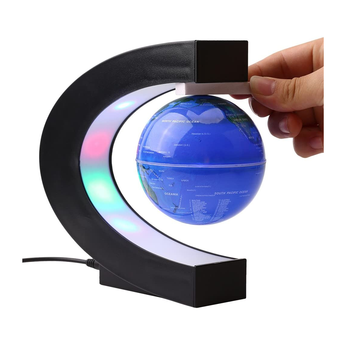 Mapa Del Mundo Magnético Giratorio (Azul)