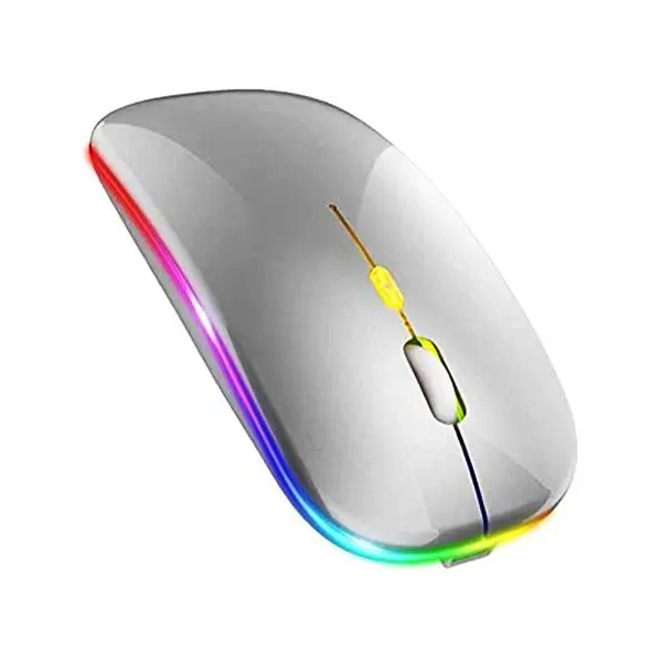 Mouse Inalámbrico Recargable Ultradelgado Con Luz Rgb Silver