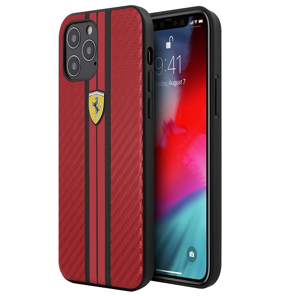 Funda Case Ferrari Rayado Rojo IPH 12 PRO MAX