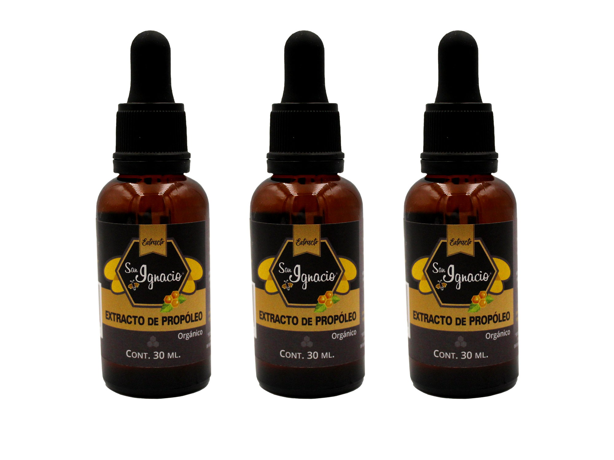 3 Pack Extracto De Propóleo Orgánico San Ignacio Gotero 30ml