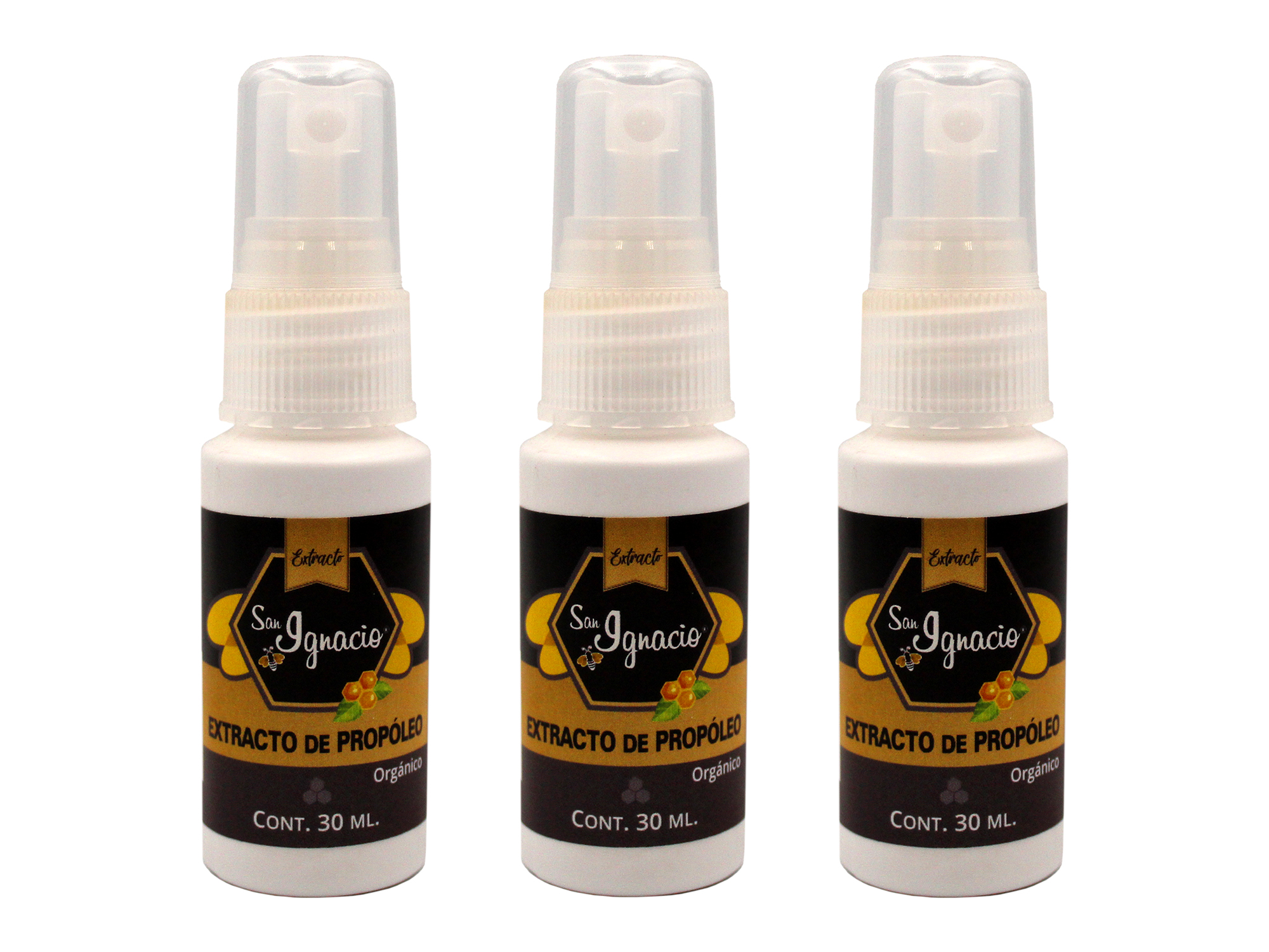 3 Pack Extracto De Propóleo Orgánico San Ignacio Atomizador 30ml