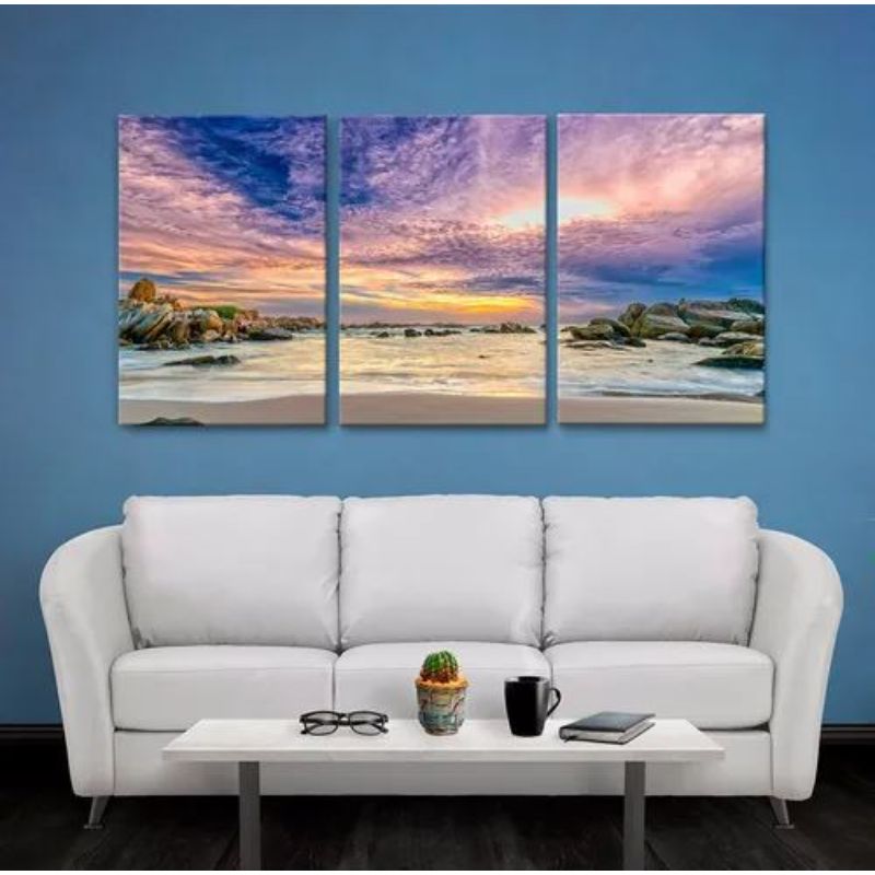 Cuadros Decorativos Atardecer en la Playa MobileCity Set 3 piezas 40 x 60