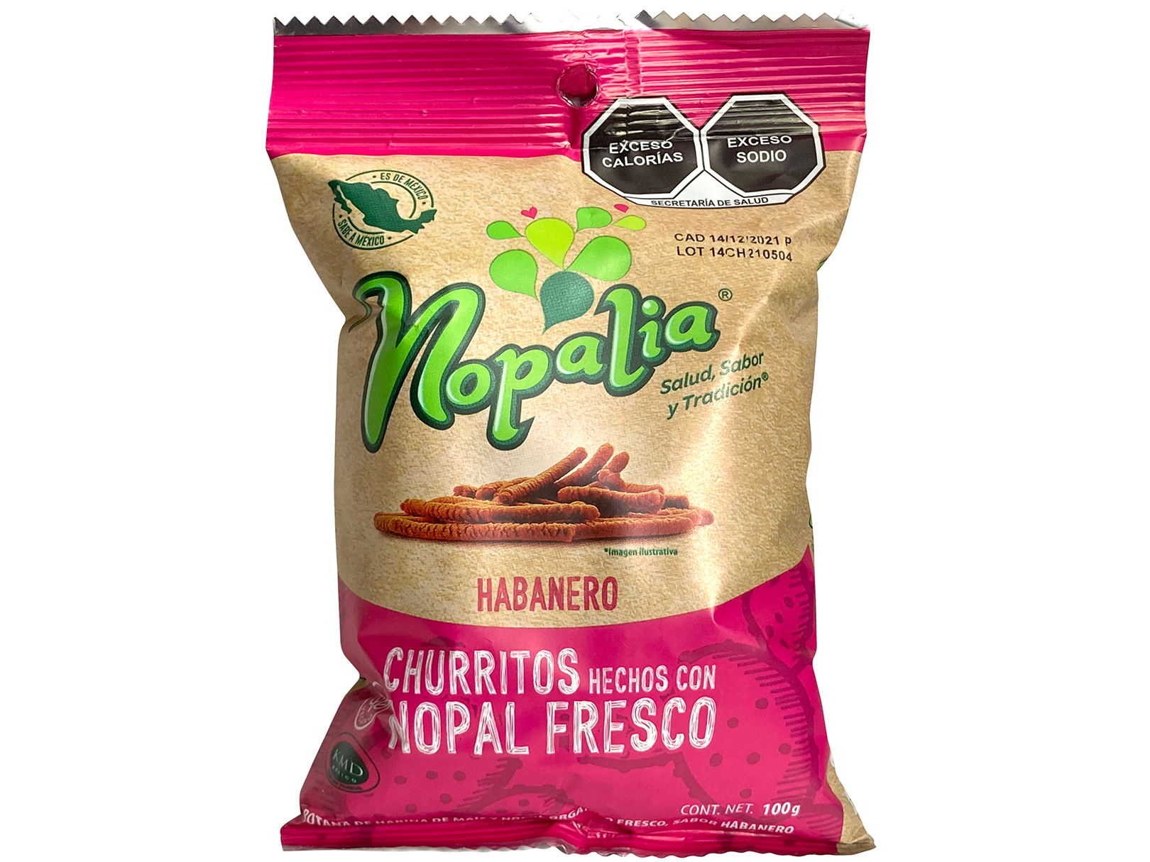 Churritos de Nopal Orgánicos Sabor Habanero Nopalia 24-pack